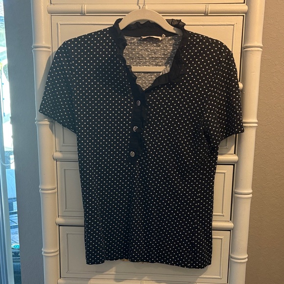 Tory Burch | Tops | Tory Burch Black And White Polka Dot Mens Shirt ...